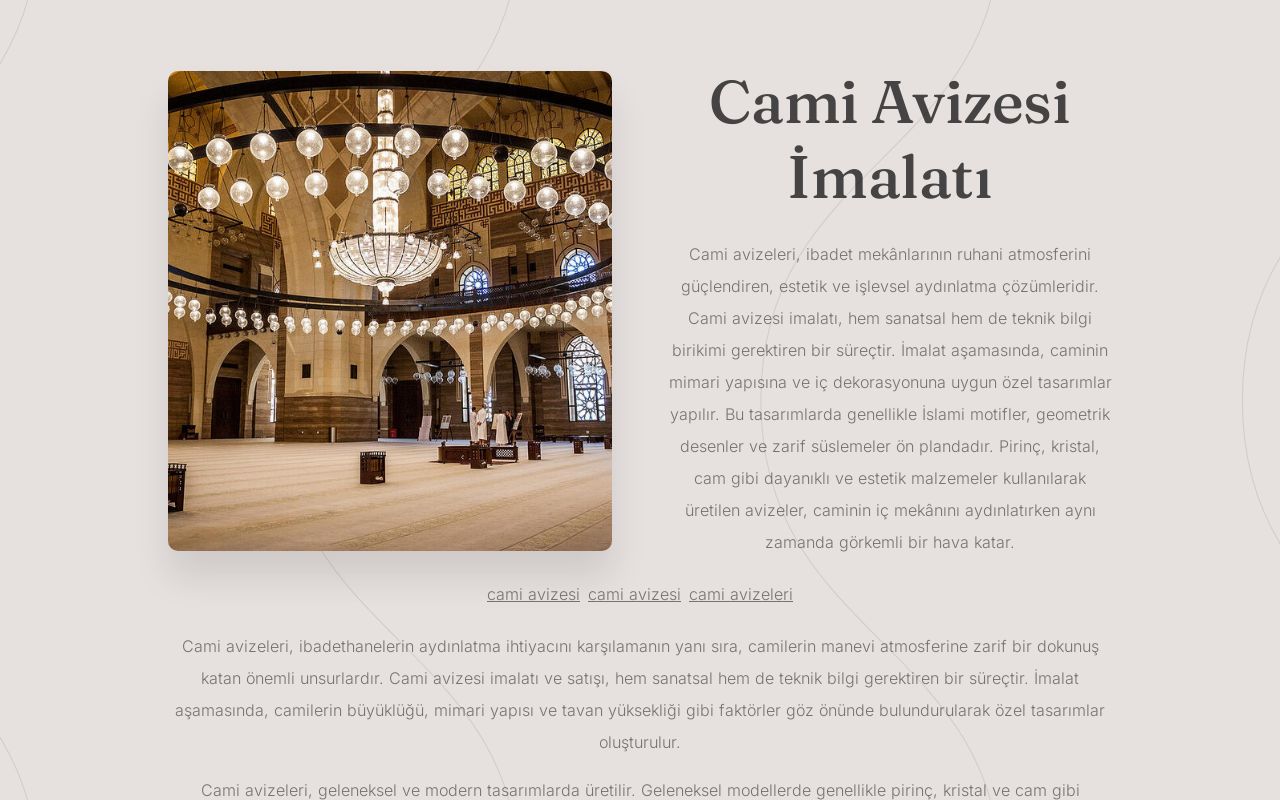 Cami Avizesi İmalatı ve Satışı
